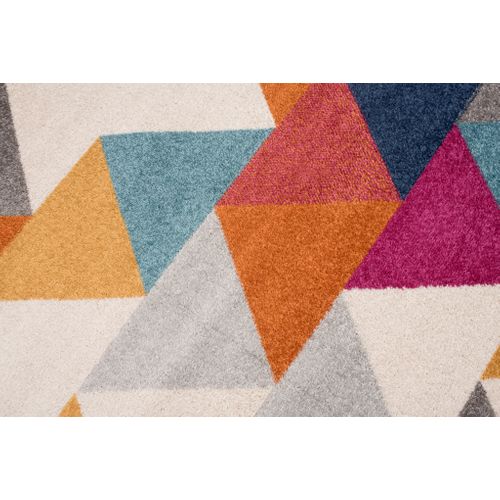 Tapis Salon Chambre Turquoise Gris Crème Rose Triangles 120 X 170 Cm ...