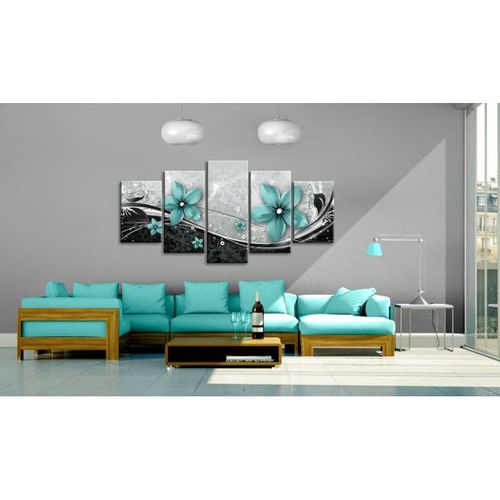Tableau Turquoise Flower Of Night 100x50 Cm - Tableau - Toile BUT
