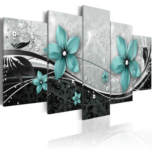 Tableau Turquoise Flower Of Night 100x50 Cm - Tableau - Toile BUT