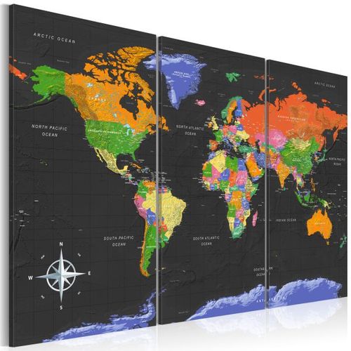 Tableau Cartes Du Monde Maps: Dark Depth 120x80 Cm - BUT