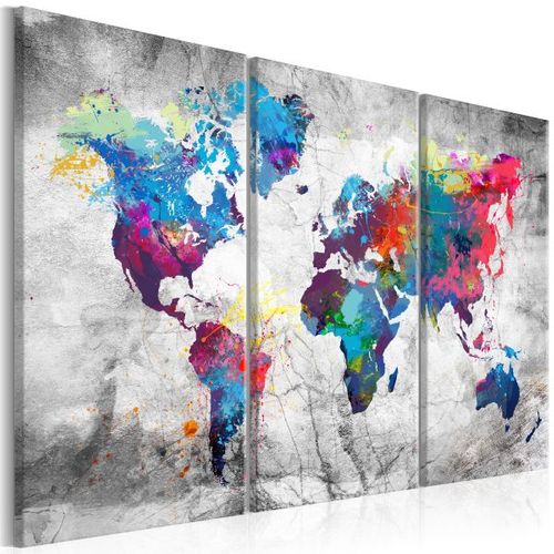 Tableau Cartes Du Monde Maps: Grey Style 90x60 Cm - BUT