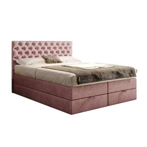 Lit Boxspring 140x200 Cm Louvre Avec Rangement Et Matelas Ressorts ...