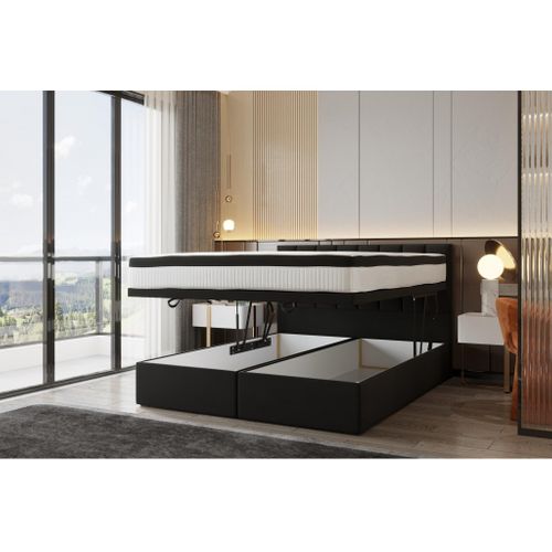 Lit Boxspring 160x200 Cm Bond Avec Rangement Et Matelas Ressorts ...