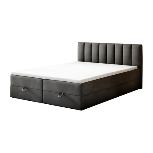 Lit Boxspring 140x200 Cm City Matelas Ressorts Intégrés, Rangement ...