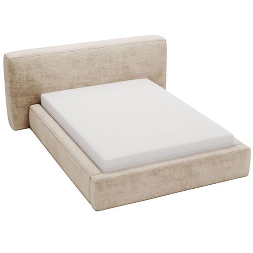 Lit Rembourré Avec Rangement 140x200 Cm Lit Double Monza Chenille Beige ...