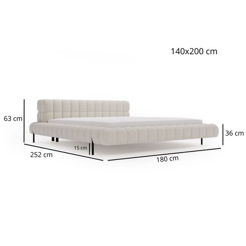 Lit Rembourré 140x200 Cm Lit Double Imagine Bouclé Gris - Lit BUT