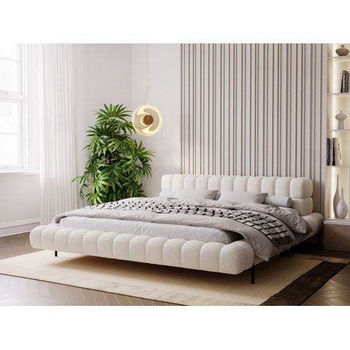 Lit Rembourré 180x200 Cm Lit Double Imagine Bouclé Beige - Lit BUT