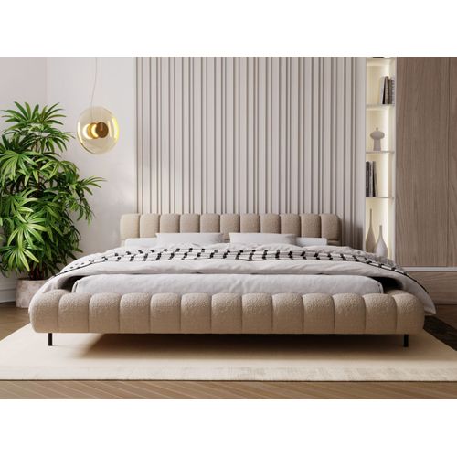Lit Rembourré 180x200 Cm Lit Double Imagine Bouclé Marron - Lit BUT