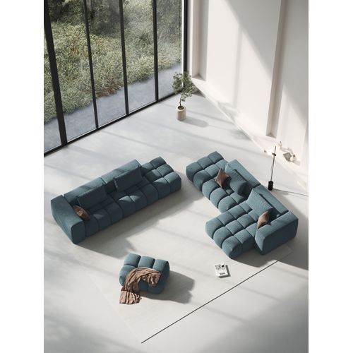 Canapé Modulable Droit "lorella" 3 Places En Tissu Structurel Bleu ...