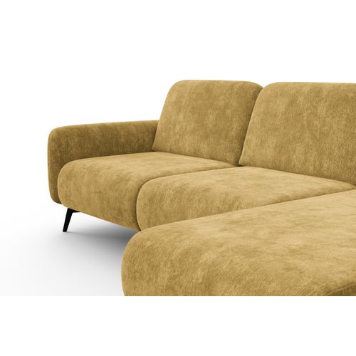 Canapé D'angle 4 Places Droit Febe, Tissu Chenille Moutarde - BUT