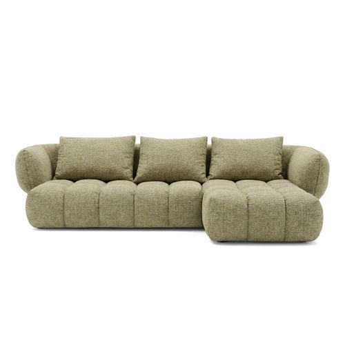 Canapé D'angle Droit Tissu Bouclé Jaune Moutarde Savio - Voir toute l ...