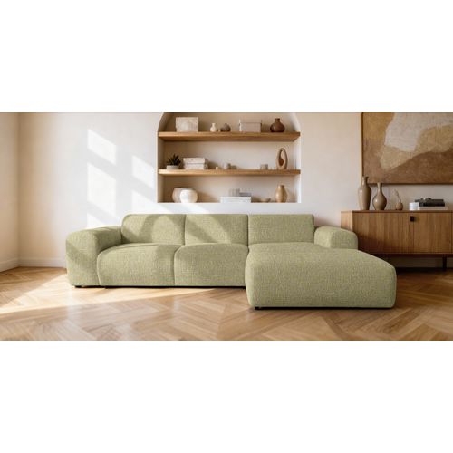 Canapé D'angle Droit Tissu Bouclé Jaune Moutarde Gin - Voir toute l ...