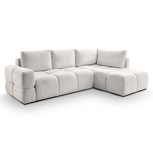 Canapé d'angle convertible FLOCCA tissu blanc cassé - Canapé BUT