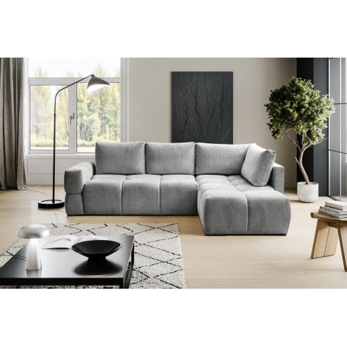 Canapé d'angle convertible FLOCCA tissu gris - Canapé BUT