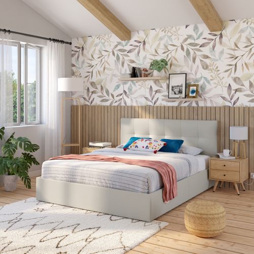 Lit coffre 160x200cm JAPP 3 polyuréthane blanc - Lit BUT