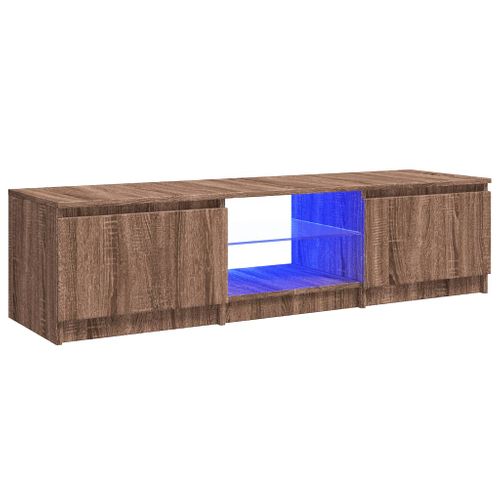 Meuble TV - Banc TV - Meuble De Rangement Avec Lumières LED Chêne Marron 140x40x35,5 Cm TV181 ...