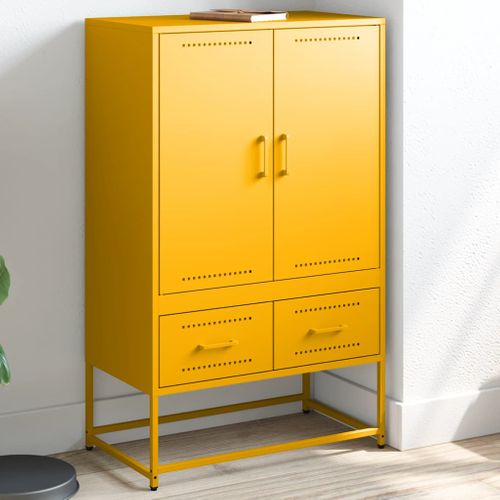 Buffet Haut - Meuble De Rangement Jaune Moutarde 68x39x111,5 Cm Acier ...