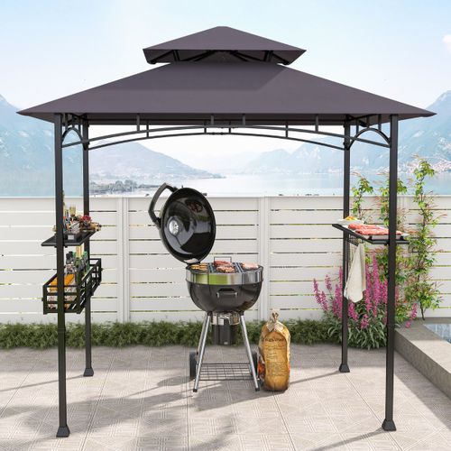 Tonnelle De Barbecue 242x153cm Avec 2 Etagères Latérales Abri Barbecue ...