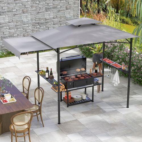 Tonnelle De Barbecue 318 X 153 Cm Avec Auvent Latéral Abri Barbecue ...