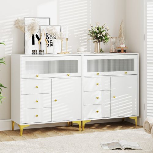 Commode à Coucher Armoire De Rangement Avec Porte En Verre Strié ...