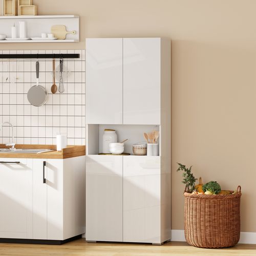 Buffet Haut De Cuisine, Meuble Cuisine, 4 portes à Fermeture Douce ...