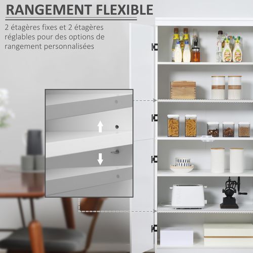 Buffet Haut De Cuisine, Meuble De Rangement Avec 4 Portes 6 étagères ...