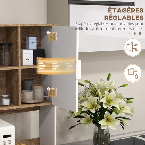 Buffet Haut De Cuisine, Meuble De Rangement, 4 Portes 1 Tiroir, Passe ...
