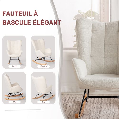 Fauteuil à Bascule Allaitement Rocking Chair Scandinave Revêtement En ...