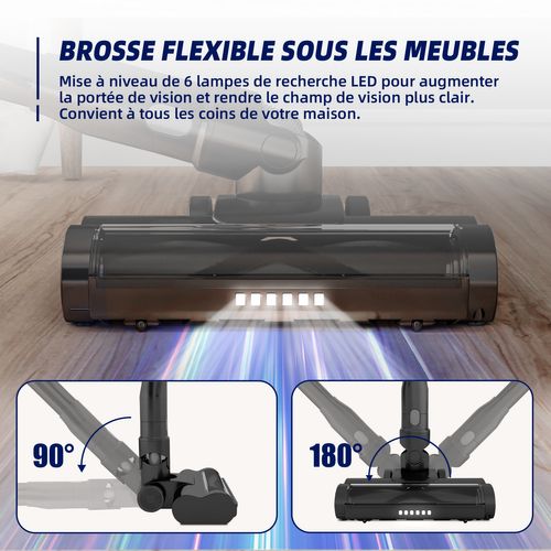 Aspirateur Balai 42kpa,50min D'autonomie, Système De Cyclone à 8 Cônes ...