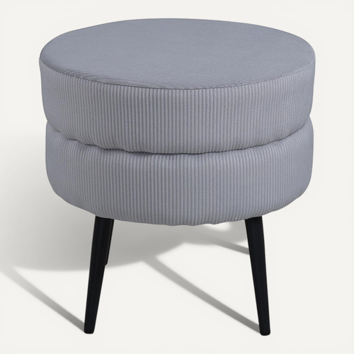 Pouf Design En Velours Côtelé "pot" 40cm Gris - Pouf - Poire BUT