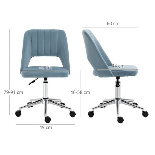 Chaise Pivotante En Velours, Ergonomique, Réglable, Pour Salon Et Bureau, Bleue - Chaise ...