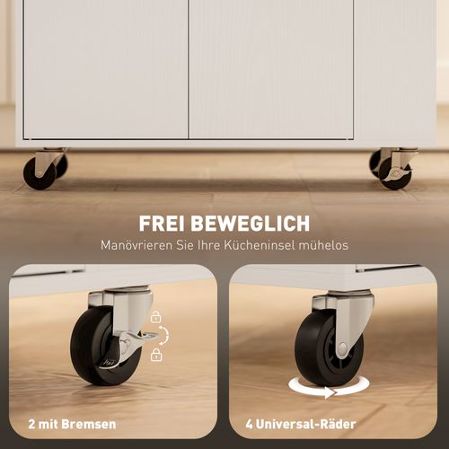 Îlot De Cuisine Bois Mdf 100x48x90cm Avec étagère, épicier, Barre ...