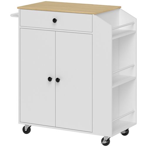 Îlot De Cuisine Bois Mdf 100x48x90cm Avec étagère, épicier, Barre ...