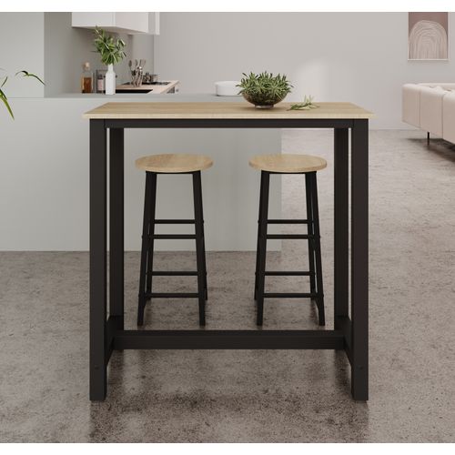 Table Haute Avec 2 Tabourets En Noir Et Sonoma 100x40x100cm Ani ...