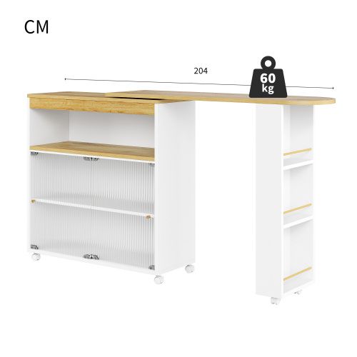 Table De Bar Extensible Avec Rangement, Blanc (138-204×39×105cm) - Bar BUT