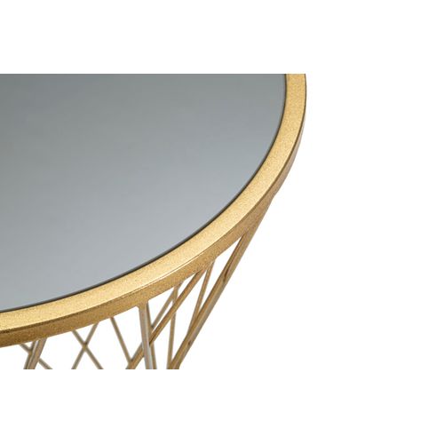 Table Ronde 40x80 Cm En Métal Doré Avec Plateau Miroir Élégant - Bout ...