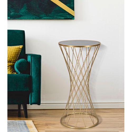 Table Ronde 40x80 Cm En Métal Doré Avec Plateau Miroir élégant - Bout ...