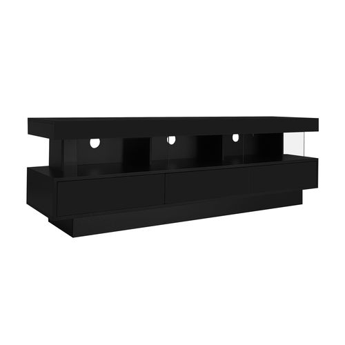 Support TV, 160×38×50,5 Cm, 3 Étagères En Verre, Éclairage LED ...