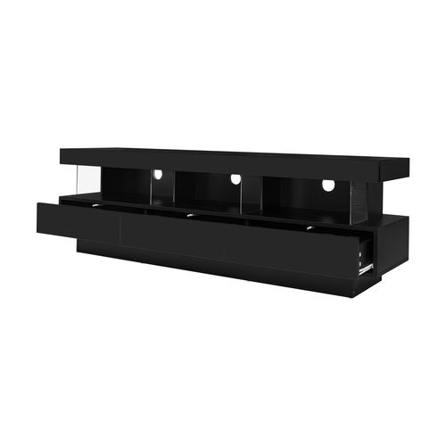 Support TV, 160×38×50,5 Cm, 3 Étagères En Verre, Éclairage LED ...
