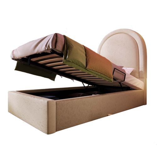 Lit Tapissé Enfant 90 X 200 Cm Avec Motif Cosmique, Pu Beige, Lit ...