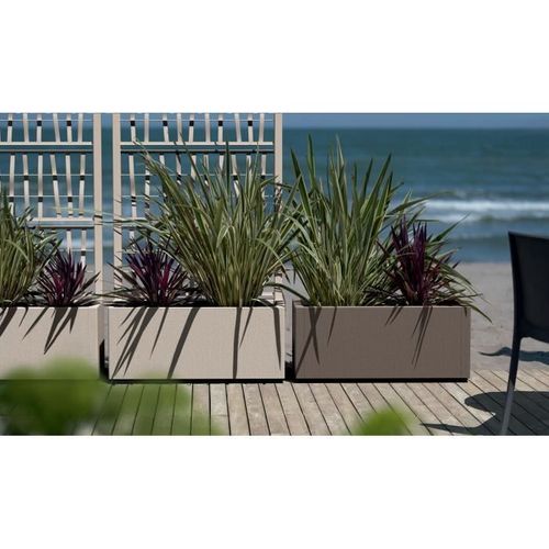 Bac à Fleur Ethica Rectangulaire Avec Treillis - 80 Cm - Craie - Pot de ...