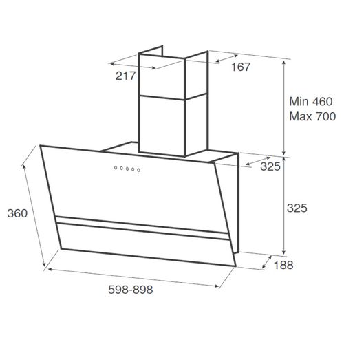 Hotte Décorative Inclinée 90cm 713m3/h Blanc - Prf0119829 - Toute l ...