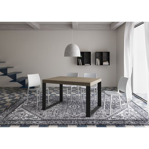 Table Extensible 90x120/224 Cm Tecno Taupe Pieds Anthracite - Table BUT