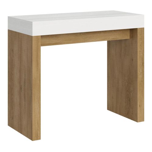 Console Extensible 90x40/300 Cm Roxell Mix Dessus Frêne Blanc - Structure Chêne Nature - Table ...