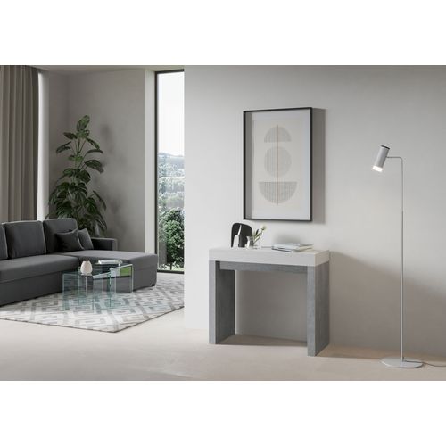 Console Extensible 90x40/300 Cm Roxell Mix Dessus Frêne Blanc - Structure Ciment - Table console BUT
