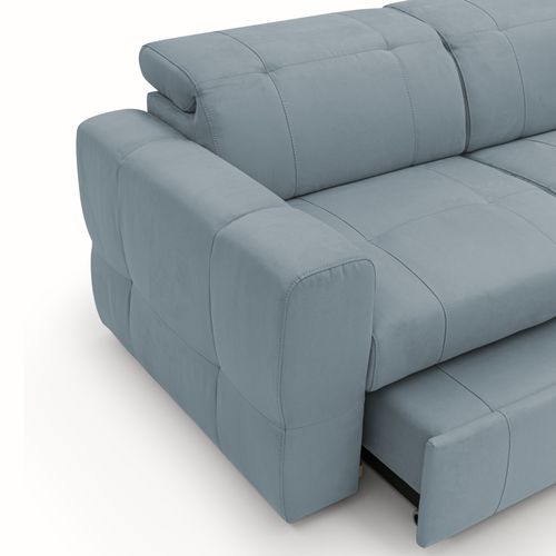Kronos Canapé 193 Cm Avec Pouf Amovible En Microfibre Imperméable Bleu ...
