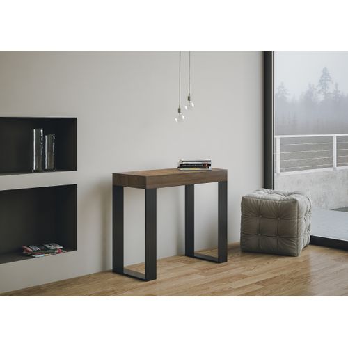 Console Extensible 90x40/196 Cm Tecno Small Premium Noyer Cadre Anthracite - Table console BUT