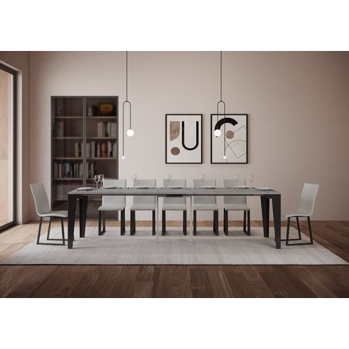 Console Extensible 90x40/300 Cm Flame Evolution Ciment Cadre Anthracite - Table console BUT