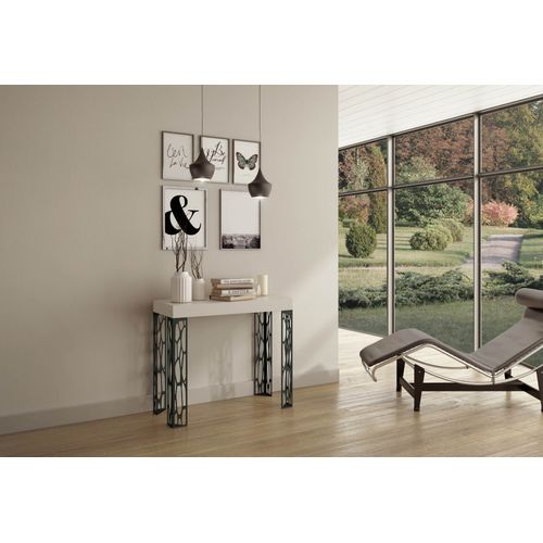 Console Extensible 90x40/196 Cm Ghibli Small Frêne Blanc Cadre Anthracite - Table console BUT