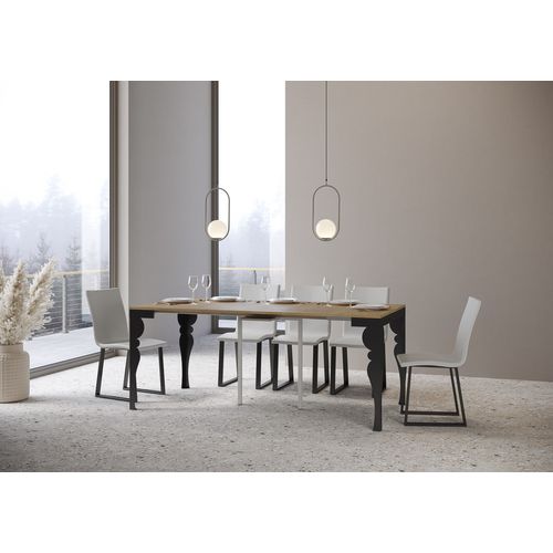 Console Extensible 90x40/300 Cm Paxon Evolution Chêne Nature Cadre Anthracite - Table console BUT